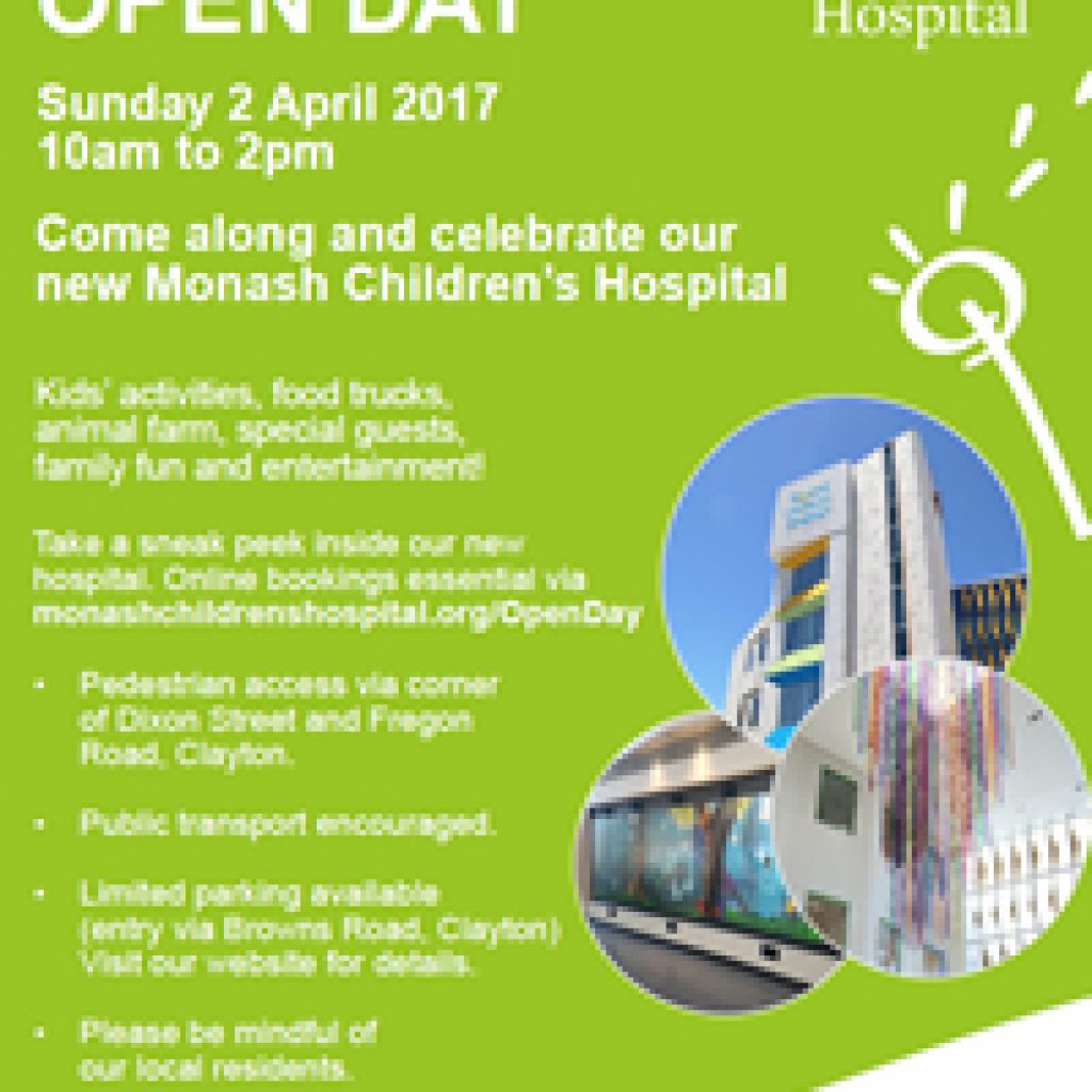 Community Open Day 2 April Tickets - Monash Children's Hospital
